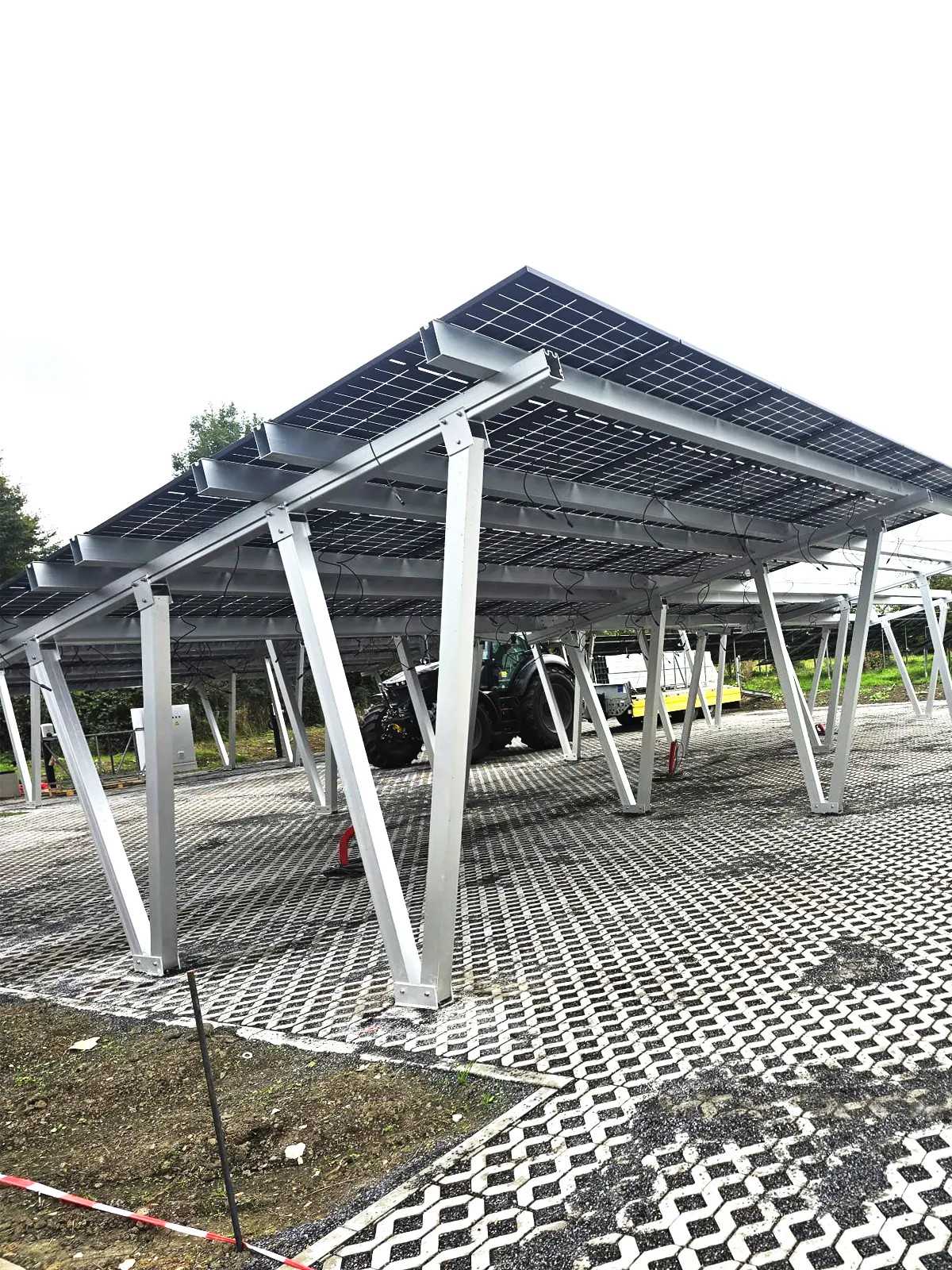Aluminium solar carport with 15 panels – structure only for 2 cars