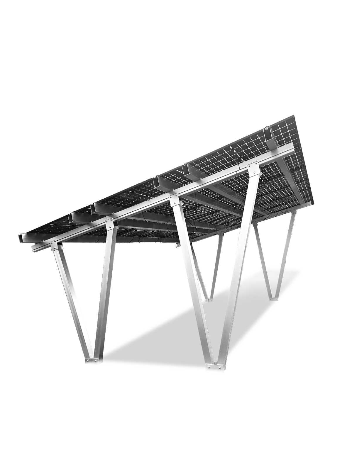 Aluminium solar carport with 15 panels – structure only for 2 cars